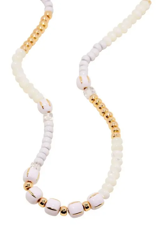 BROOK & YORK Paloma Beaded Necklace - Gold/ White