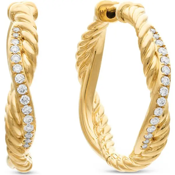 David Yurman Petite Infinity Hoop Earrings - 18k Yellow Gold