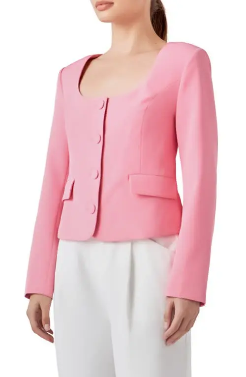 Endless Rose Scoop Neck Button-up Blazer