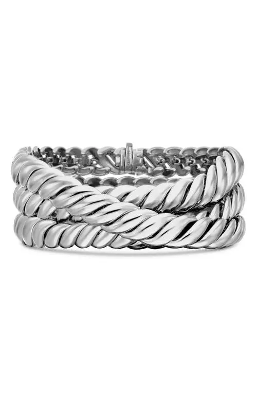 David Yurman Sculpted Cable Triple Wrap Bracelet - Sterling Silver