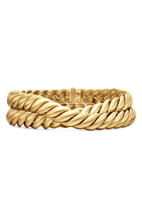 David Yurman Sculpted Cable Double Wrap Bracelet - 18k Yellow Gold