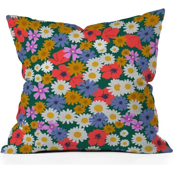 DENY DESIGNS Meadow Wildflowers Accent Pillow - Green