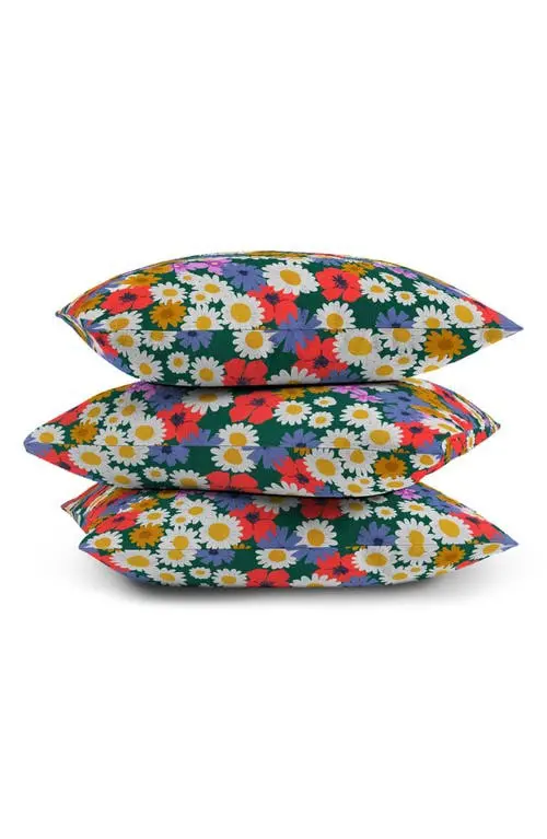 DENY DESIGNS Meadow Wildflowers Accent Pillow - Green