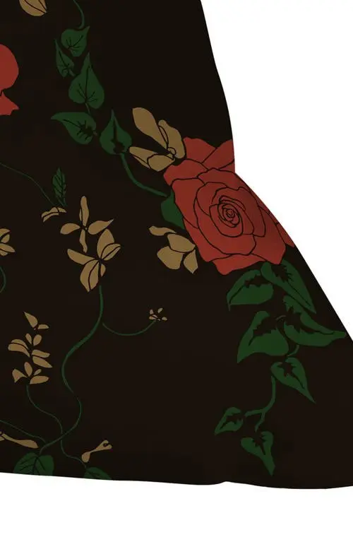 DENY DESIGNS Midnight Flourish Floral Accent Pillow