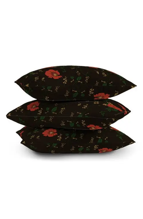 DENY DESIGNS Midnight Flourish Floral Accent Pillow