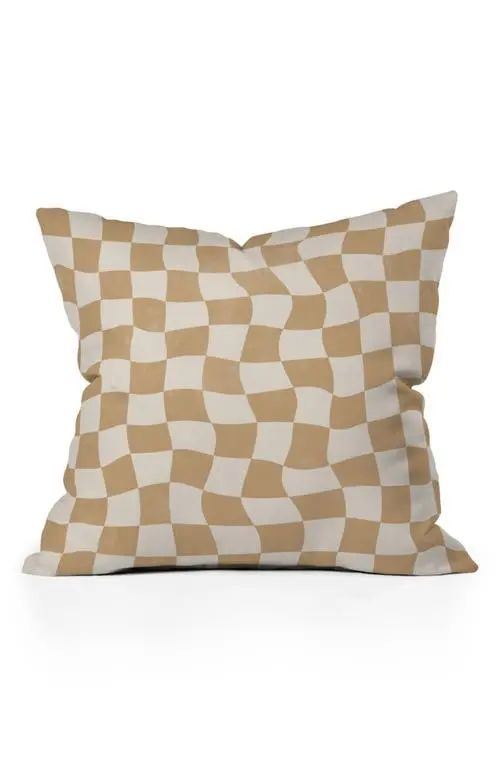 DENY DESIGNS Warped Checkerboard Accent Pillow - Brown