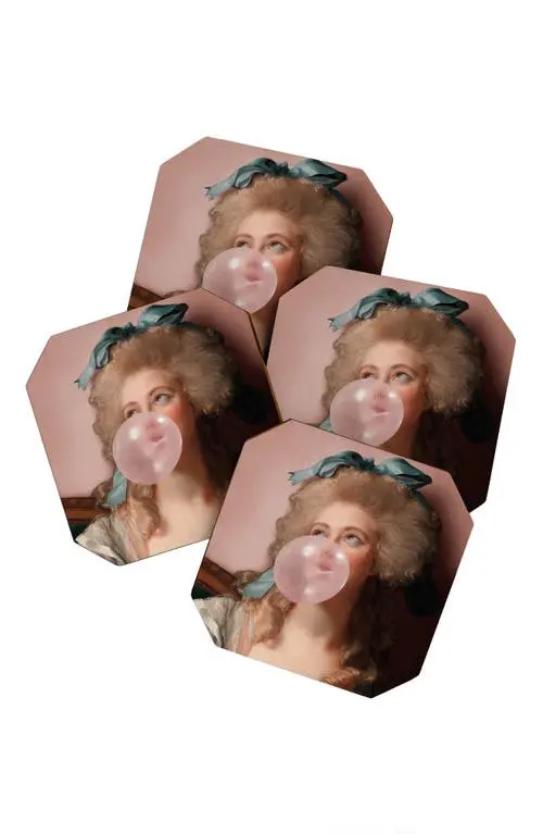 DENY DESIGNS Bubblegum Princess Set Of 4 Coasters - Pink