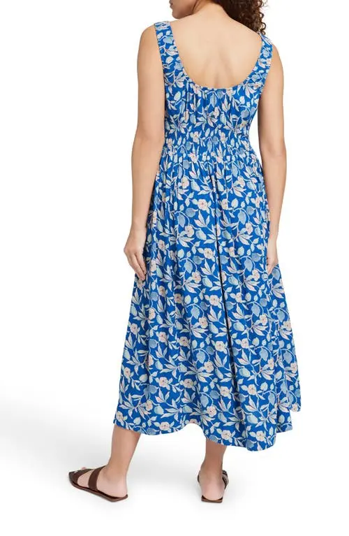 Faherty Brand Sunseeker Crinkle Midi Dress - Blue Luau Floral | Editorialist