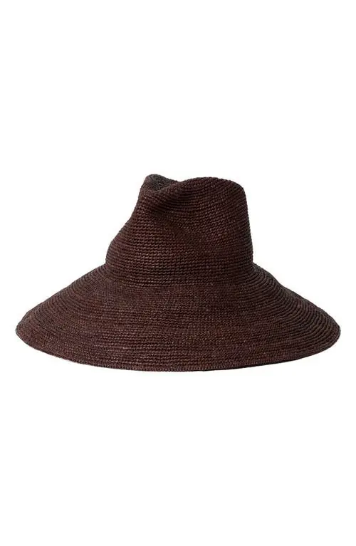 Janessa Leoné Waverly Wide Brim Packable Straw Hat - Chocolate