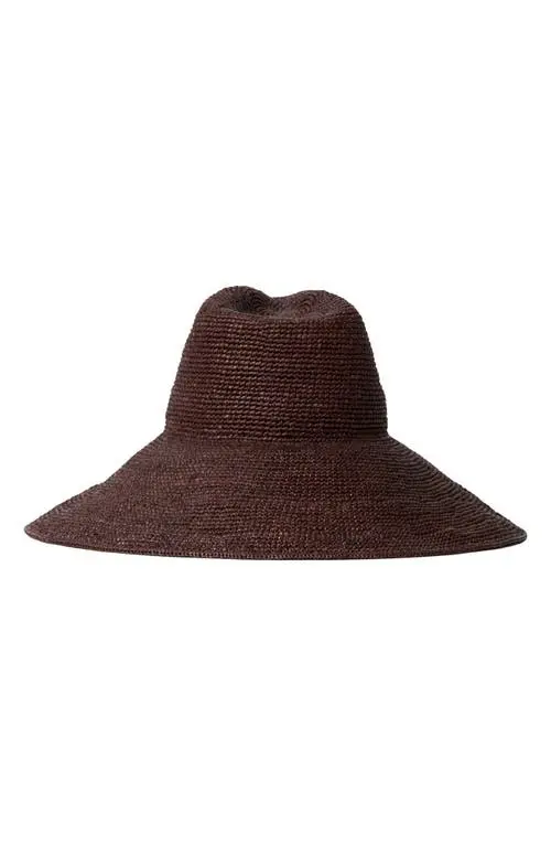 Janessa Leoné Waverly Wide Brim Packable Straw Hat - Chocolate