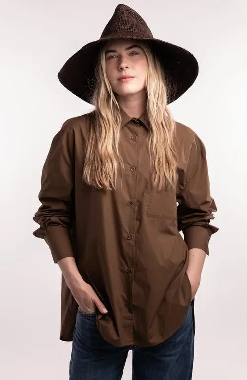 Janessa Leoné Waverly Wide Brim Packable Straw Hat - Chocolate