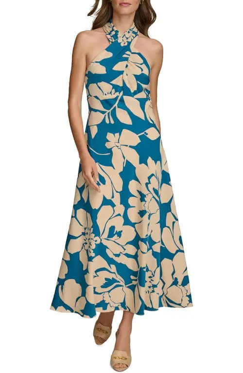 Donna Karan New York Print Halter Maxi Dress