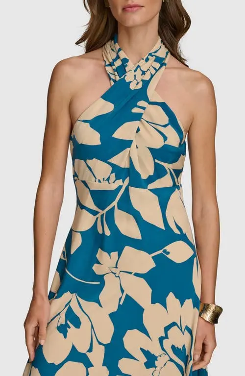 Donna Karan New York Print Halter Maxi Dress - King Fisher/ Canvas |  Editorialist