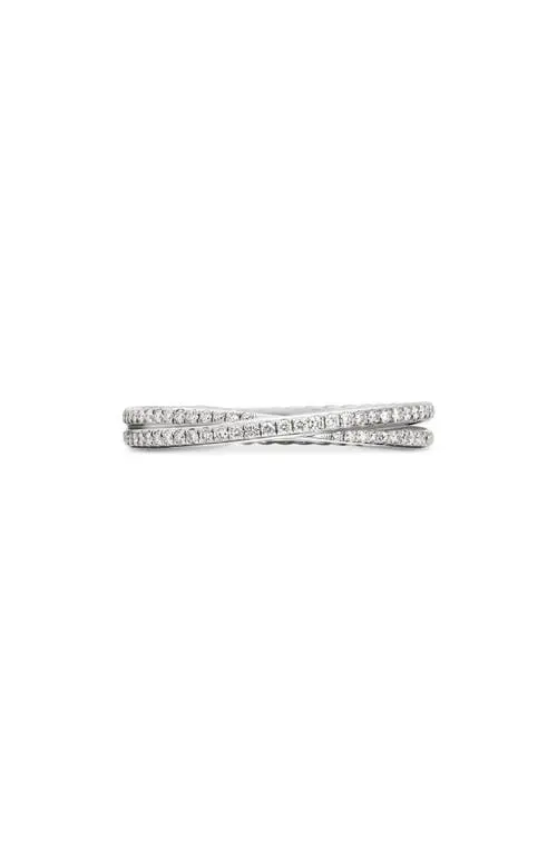 David Yurman Dy Crossover® Micro Pavé Band Ring - Platinum