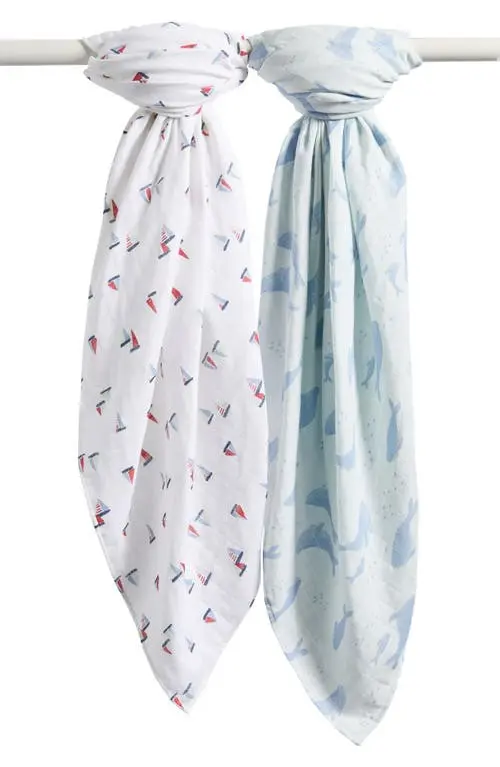 Nordstrom 2-pack Assorted Muslin Swaddles - Whale Sailboat Pack