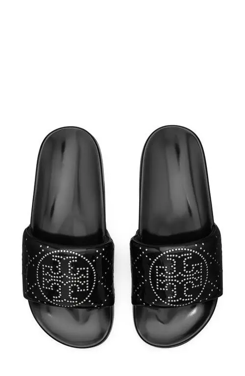 Tory Burch Double T Pool Slide Sandal - Nero / Nero