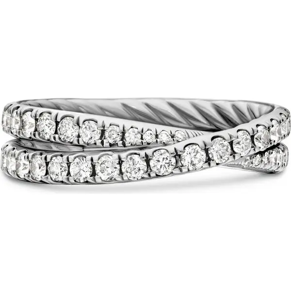 David Yurman Dy Crossover® Band Ring With Diamonds - Platinum