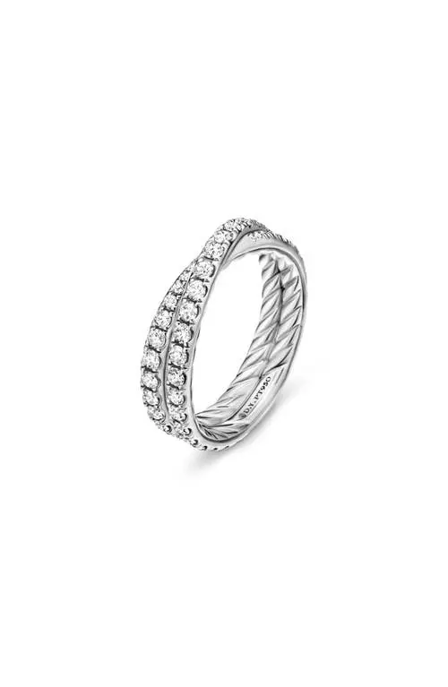 David Yurman Dy Crossover® Band Ring With Diamonds - Platinum