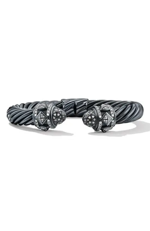 David Yurman Renaissance® Classic Cable Bracelet In Blackened Silver With Diamonds - Sterling Silver/ Black Rhodium