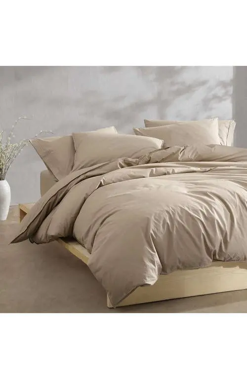 Calvin Klein Washed Percale Duvet & Shams Set - Brown
