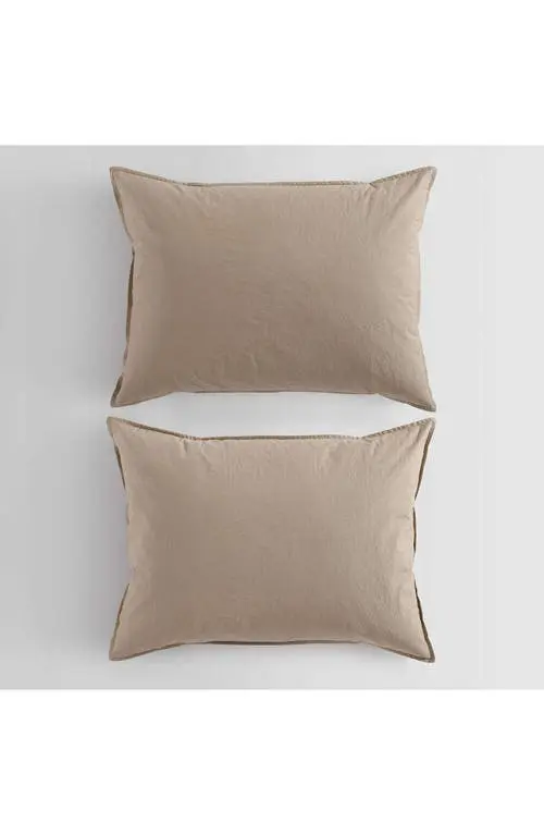 Calvin Klein Washed Percale Duvet & Shams Set - Brown