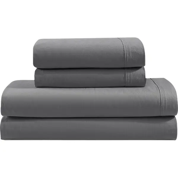 Calvin Klein Washed 200 Thread Count Percale Sheet Set - Dark Grey