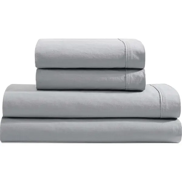 Calvin Klein Washed 200 Thread Count Percale Sheet Set - Grey