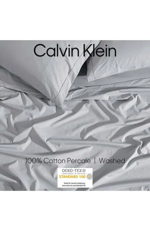 Calvin Klein Washed 200 Thread Count Percale Sheet Set - Grey