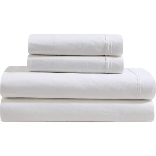 Calvin Klein Washed 200 Thread Count Percale Sheet Set - White
