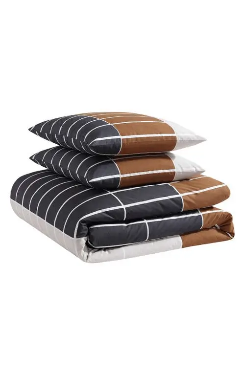 Marimekko Tiiliskivi Raita Duvet Cover & Shams Set - Charcoal Grey