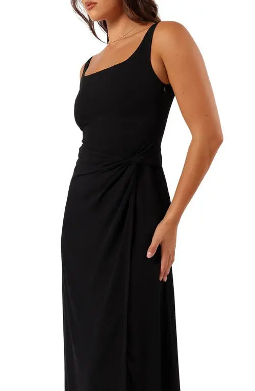 PETAL & PUP Nadea Wrap Sheath Dress - Black