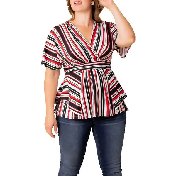 KIYONNA Boulevard Stripe Knit Top - Red White & Black
