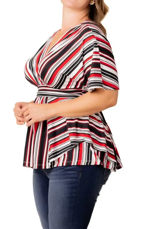 KIYONNA Boulevard Stripe Knit Top - Red White & Black