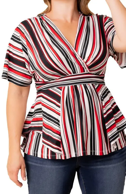 KIYONNA Boulevard Stripe Knit Top - Red White & Black
