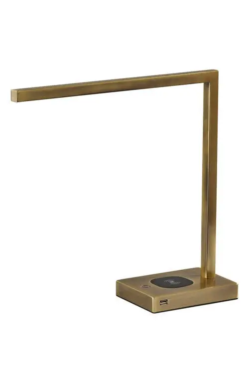 ADESSO Aidan Charge Led Desk Lamp - Antique Brass