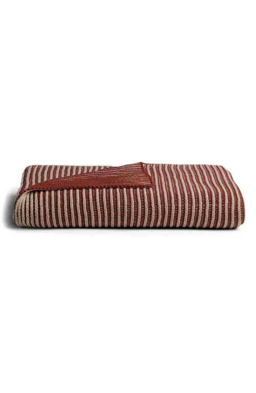PARACHUTE Two-tone Organic Cotton Ribbed Throw Blanket - Canyon And Natural