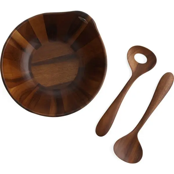 NAMBE Portables Wood Salad Bowl Set - Brown