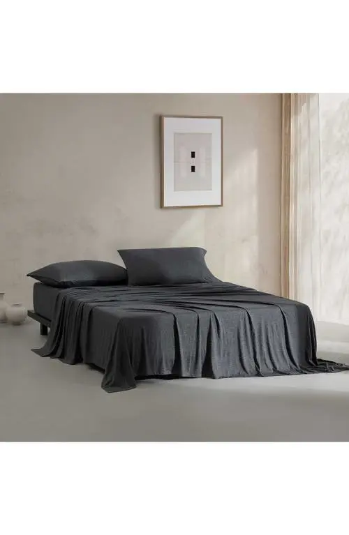 Calvin Klein Mélange Cotton Blend Jersey Sheet Set - Grey