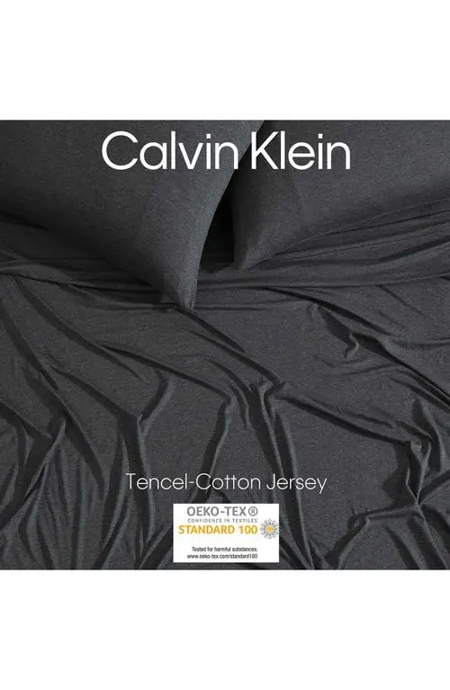 Calvin Klein Mélange Cotton Blend Jersey Sheet Set - Grey