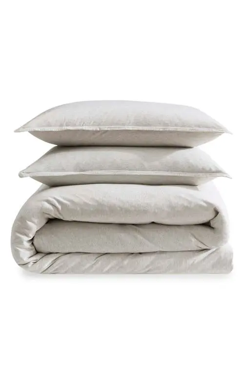 Calvin Klein Mélange Cotton Blend Jersey Duvet & Shams Set - White