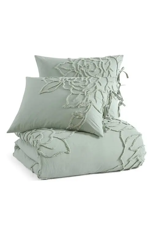 PERI HOME Chenille Rose Duvet Cover & Shams Set - Green