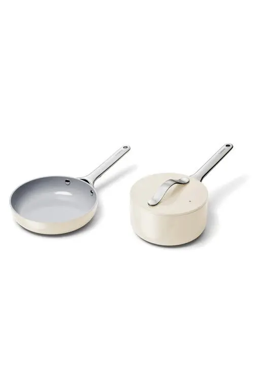 CARAWAY Nonstick Ceramic Mini Fry Pan & Sauce Pan Set - Cream