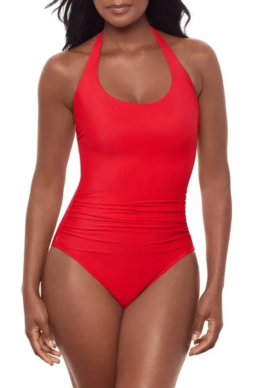MIRACLESUIT® Rock Solid Utopia One-piece Halter Swimsuit - Poppy