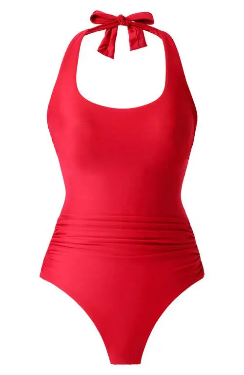 MIRACLESUIT® Rock Solid Utopia One-piece Halter Swimsuit - Poppy