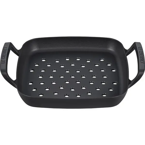 LE CREUSET Alpine Cast Iron Square Grill Basket - Matte Black