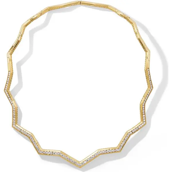 David Yurman Zigzag Stax Diamond Necklace - 18k Yellow Gold