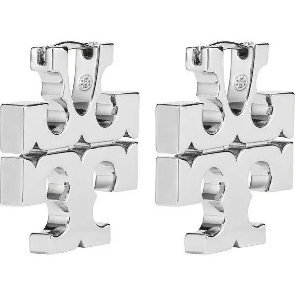 Tory Burch Icon Hidden Hoop Earrings - Light Silver