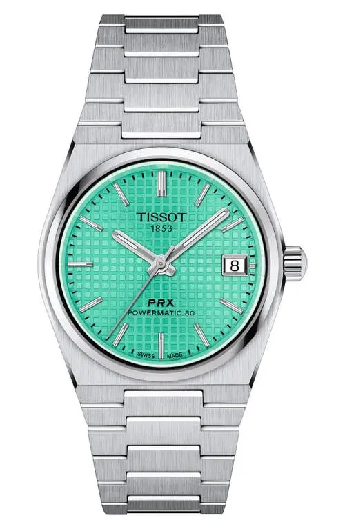 TISSOT Prx Auto Powermatic 80 Bracelet Watch - Silver/ Light Green