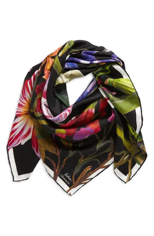 Echo Botanica Silk Square Scarf - Black