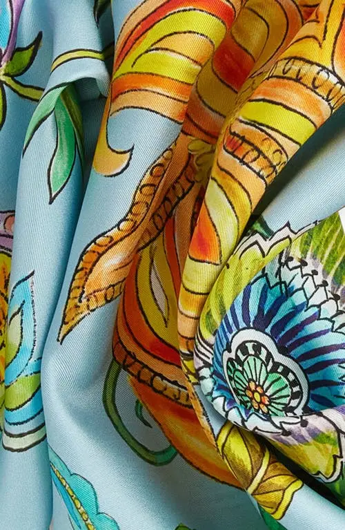 Echo Sunkissed Silk Square Scarf - Sky Blue